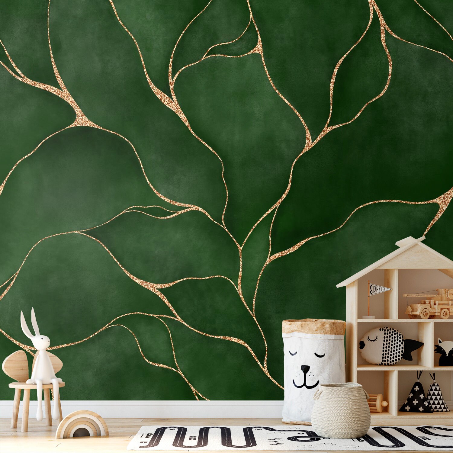 Green Wallpaper Dark Wallpaper Mural Abstract Wallpaper - Etsy