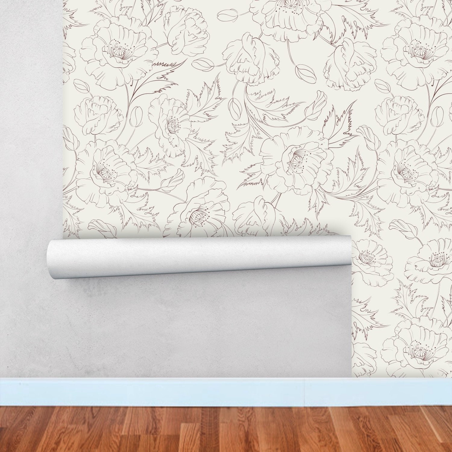 Beige Flower Removable wallpaper Floral Peel and Stick Wall | Etsy