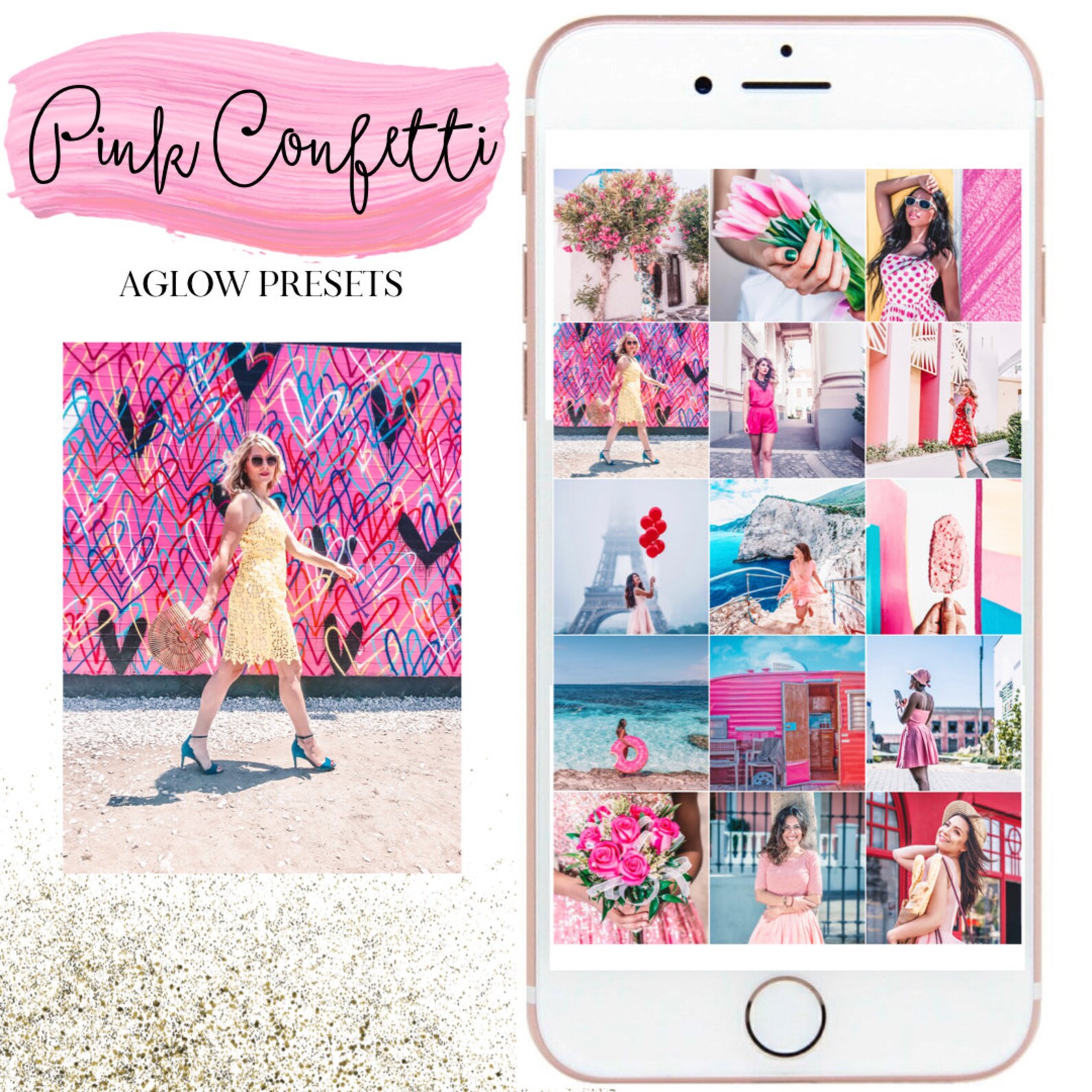 PINK CONFETTI Mobile Lightroom Preset , Photo Filters, Instagram ...