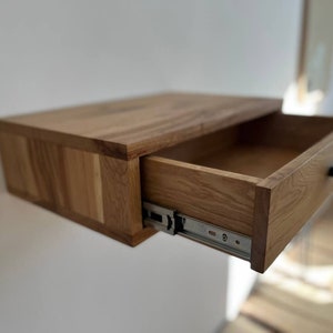 Rustic Floating Nightstand With Drawer White Oak Farmhouse Bedside ...