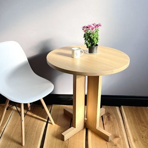 Round Small Dinning Table, Modern Custom Kitchen Table, Small Natural ...