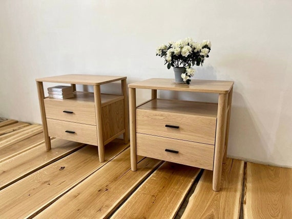 Wood nightstand set of 2 store