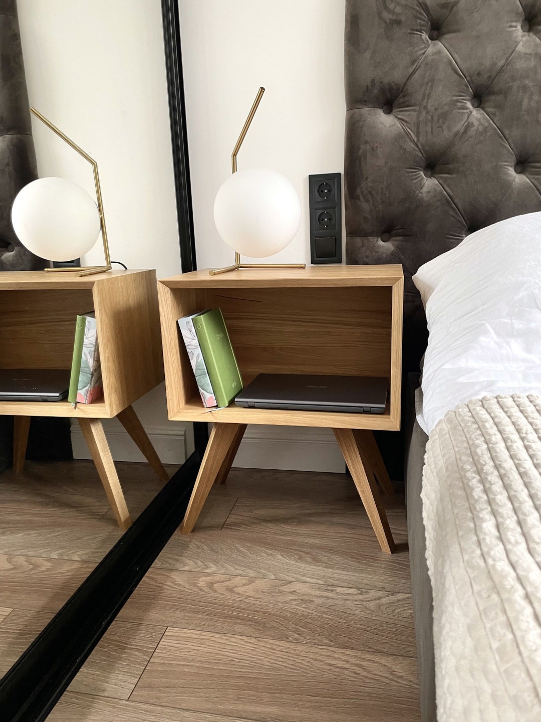 Wood Nightstand, Nursery Unique Night Stand, Bedside Table With Drawer ...