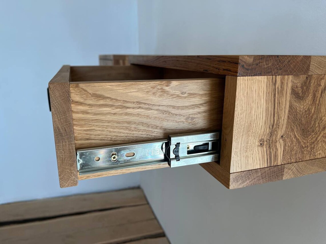 Rustic Floating Nightstand With Drawer White Oak Farmhouse - Etsy