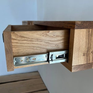 Rustic Floating Nightstand With Drawer White Oak Farmhouse Bedside Table for Bedroom Mid Century ...