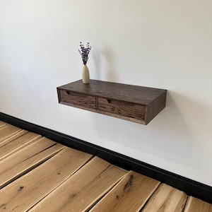 Console Table With Drawers, Solid Oak Wood Floating Entryway Table ...