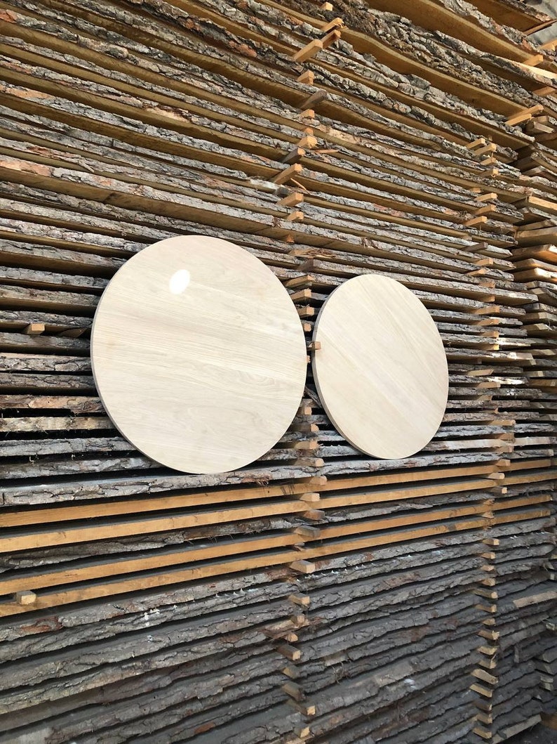 Round Wood Oak Table Top Solid Wood Rustic Table Top Dining - Etsy