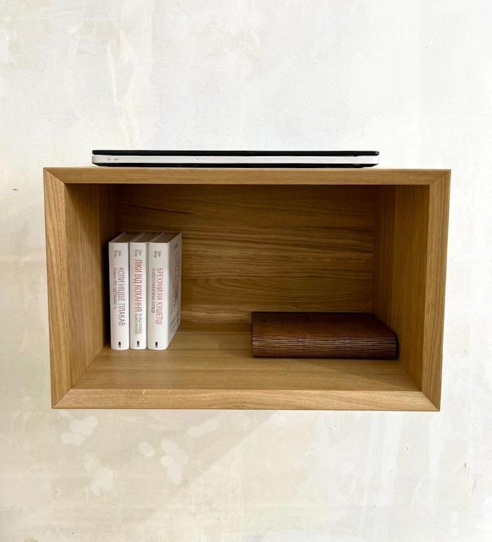 Oak Nightstand Floating Wall Mounted Nightstand With Drawer - Etsy