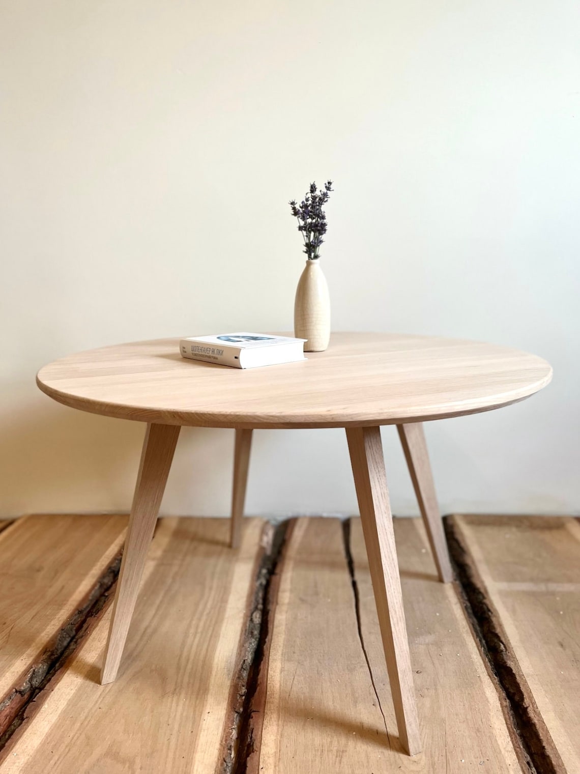 Oak Circle Coffee Table Round Solid Wood Table Large Low - Etsy