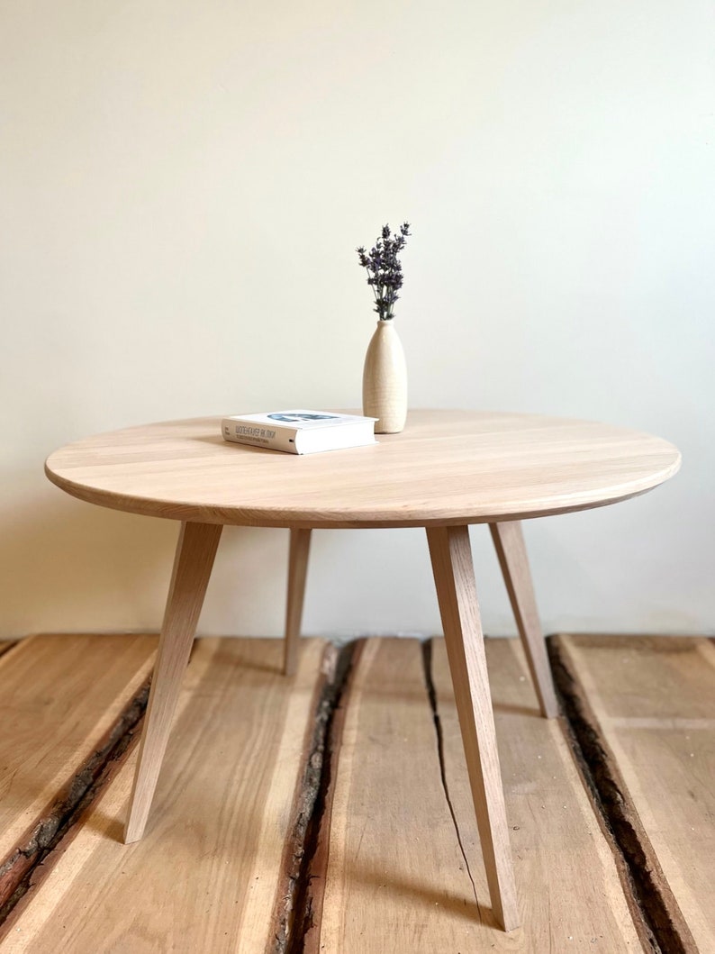 Oak Circle Coffee Table Round Solid Wood Table Large Low - Etsy