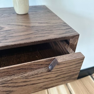Console Table With Drawers, Solid Oak Wood Floating Entryway Table ...