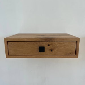 Rustic Floating Nightstand With Drawer White Oak Farmhouse Bedside ...