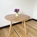 Round Wooden Kitchen Table, White Oak Small Accent Table, Mid Century ...