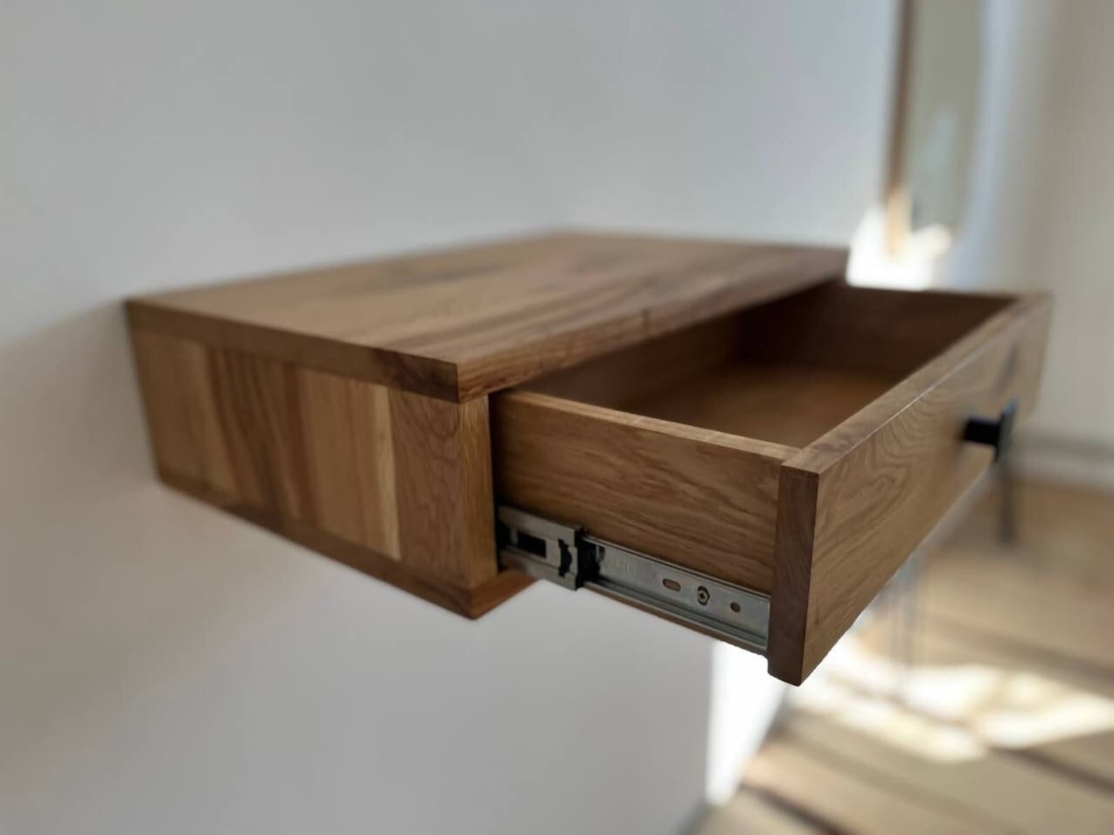 Rustic Floating Nightstand With Drawer White Oak Farmhouse - Etsy