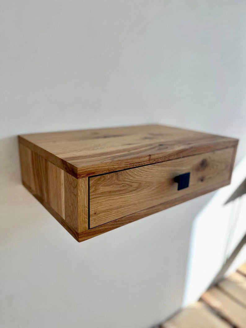 Rustic Floating Nightstand With Drawer White Oak Farmhouse - Etsy