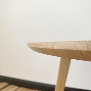 Round Wooden Kitchen Table, White Oak Small Accent Table, Mid Century ...