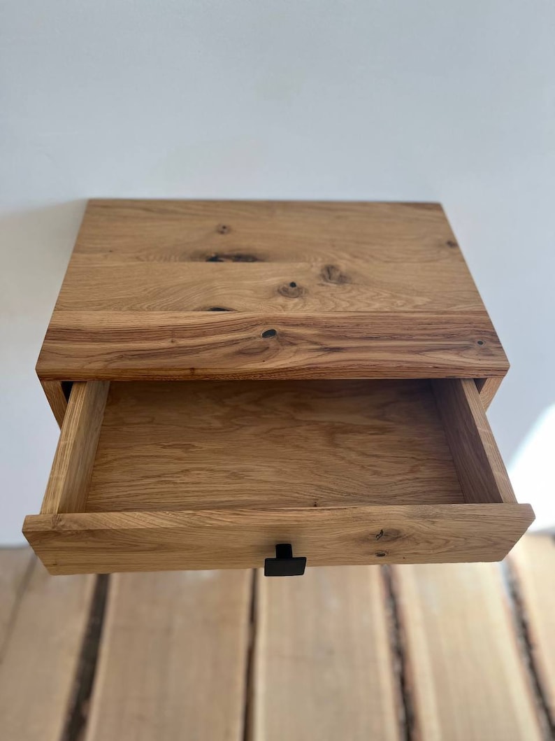 Rustic Floating Nightstand With Drawer White Oak Farmhouse - Etsy