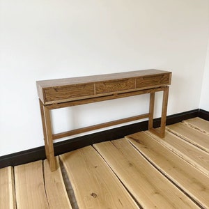 Console Table With Drawers Mid Century,narrow Wooden Handmade Console ...