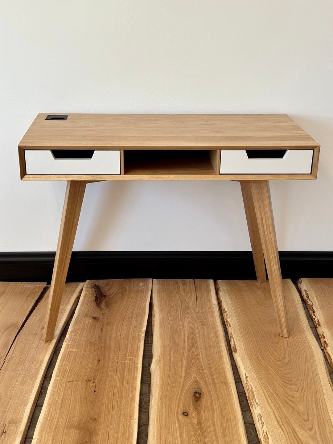 Small Wooden Writing Desk With Drawers, Work Office Solid Oak Desk. - Etsy