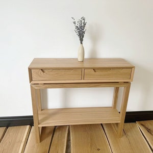 Console Table With Shelf, Narrow Entry Console With Drawers, Mid ...