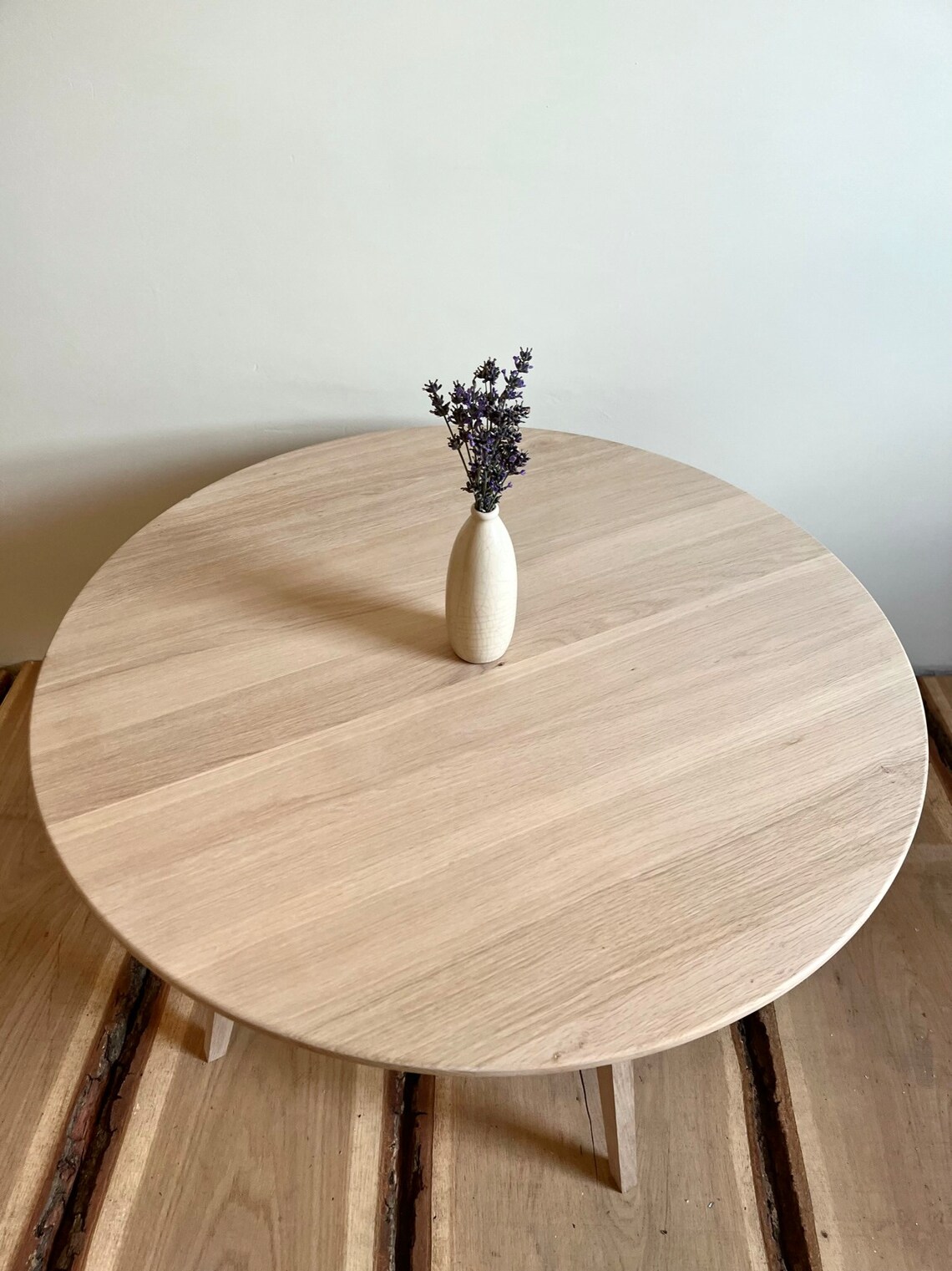 Oak Circle Coffee Table Round Solid Wood Table Large Low - Etsy