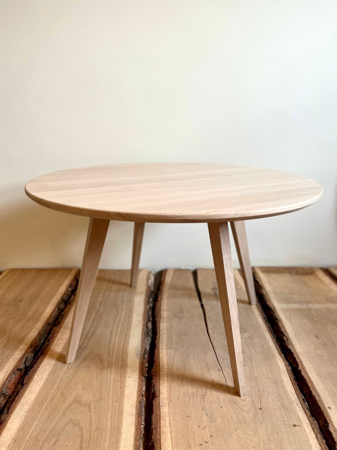 Oak Circle Coffee Table Round Solid Wood Table Large Low - Etsy