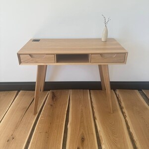 Small Solid Oak Wood Desk With Drawers, Modern Desk, Home Office Custom ...