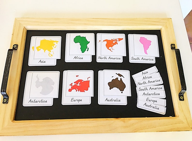 Montessori Continent 3-Part Cards Montessori Materials | Etsy