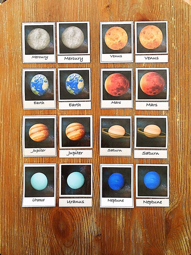 Montessori Solar System 3 Part Cards Planets of the Solar | Etsy