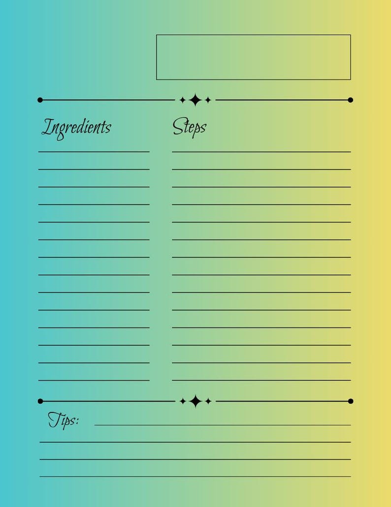 Recipe Model Template, 5 Types - Etsy