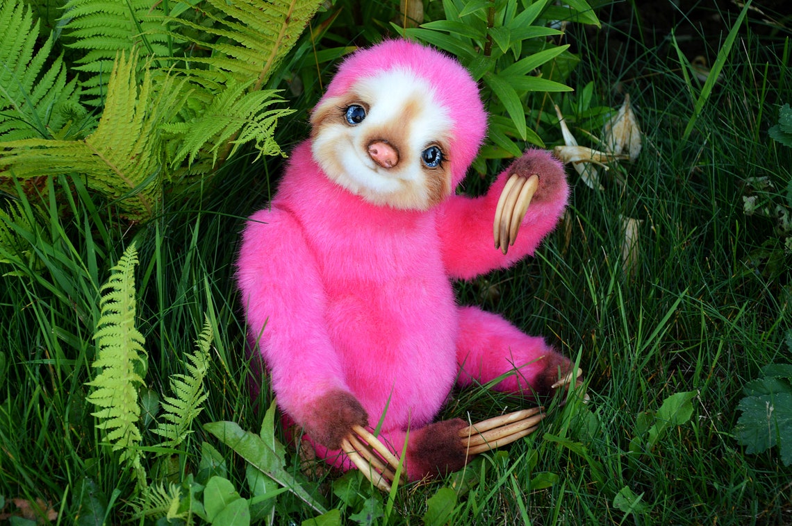The Pink Sloth Strawberry Amazing Teddy bear sloth OOAC Teddy | Etsy