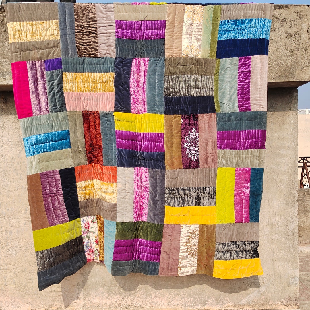 Patchwork Velvet Cotton Quilt, Queen Quilt Heaver and Warm for Winter ...