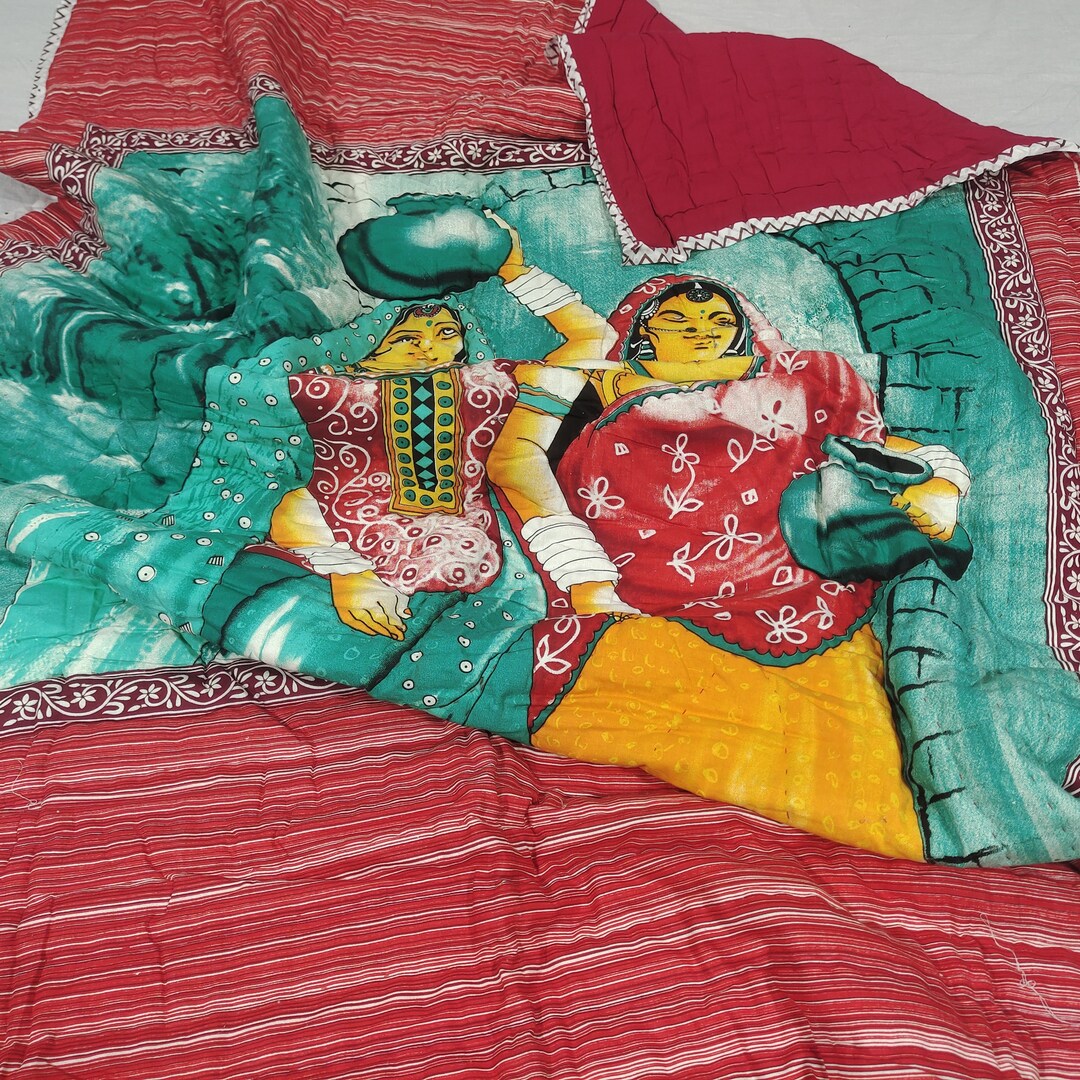 Rajasthani Look Indian Quilt Twin Size in Cotton Filling Warm - Etsy