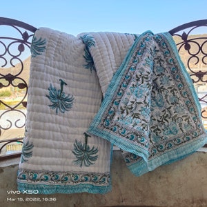 PALM Reversible Quilts/jaipuri Razai/soft Quilt/hand Block Print Quilt ...