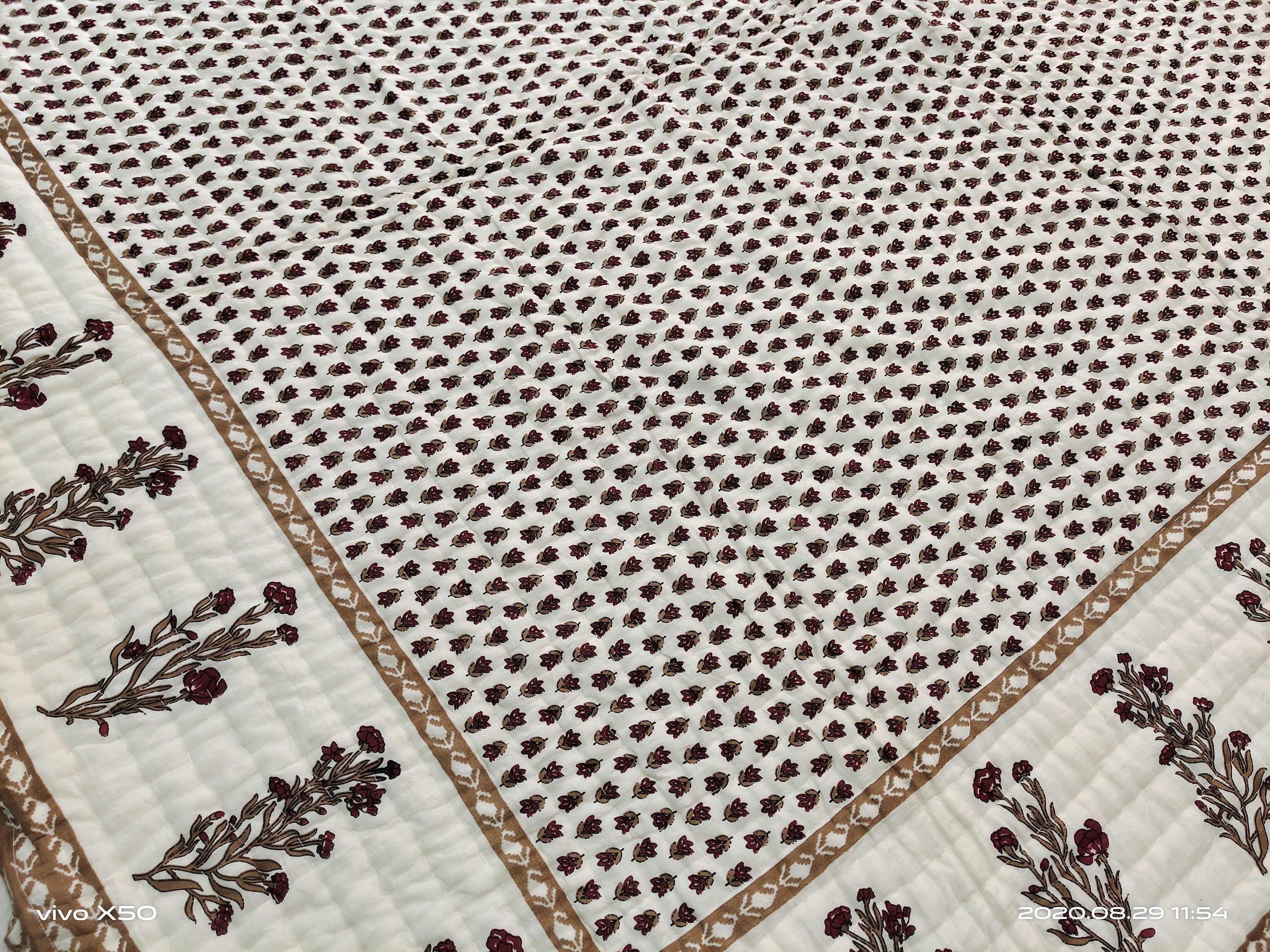 Hand Block Print Quilt Floral Dark Base Soft Quality Quilt - Etsy