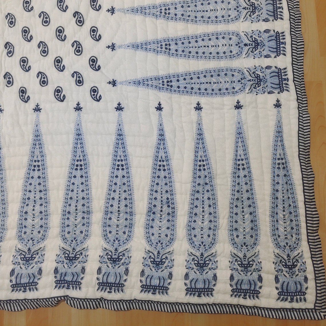Hand Stitched Hand Block Print Quilt: Queen Size Cotton Bedding - Etsy