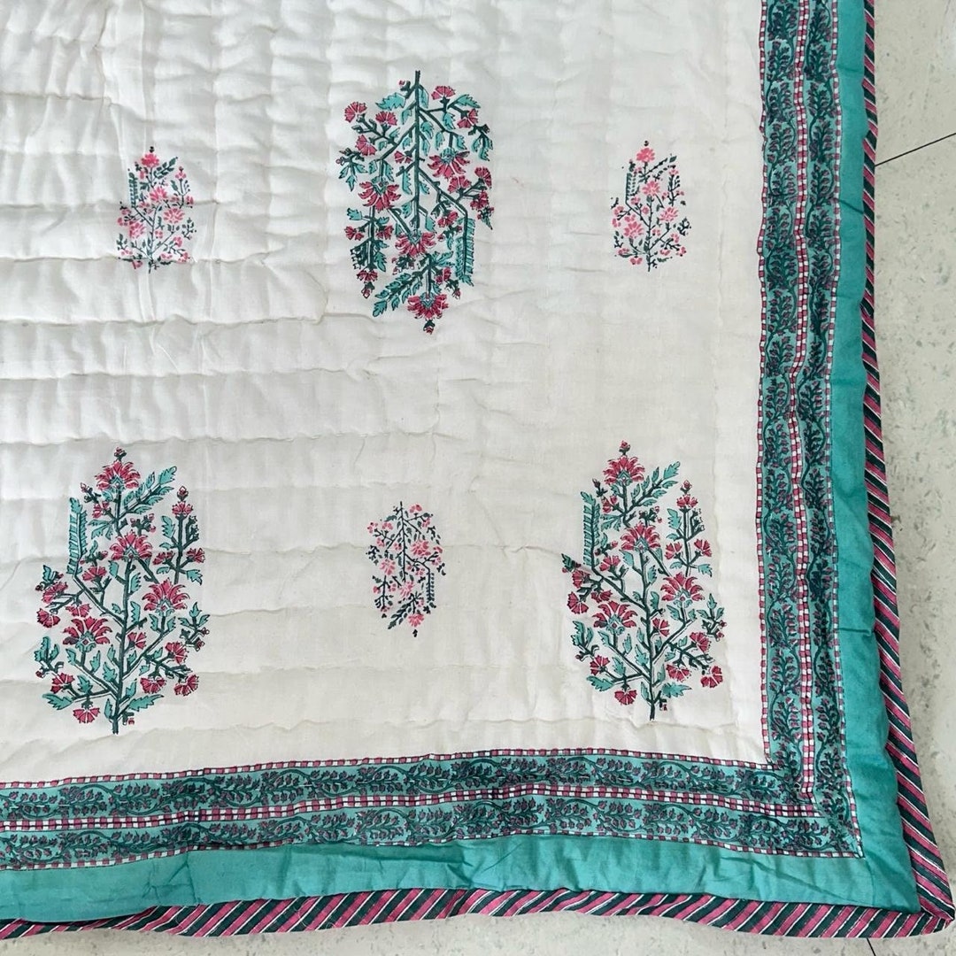 Handmade Item, Beautiful Multi Flower Design Block Print Soft Cotton ...