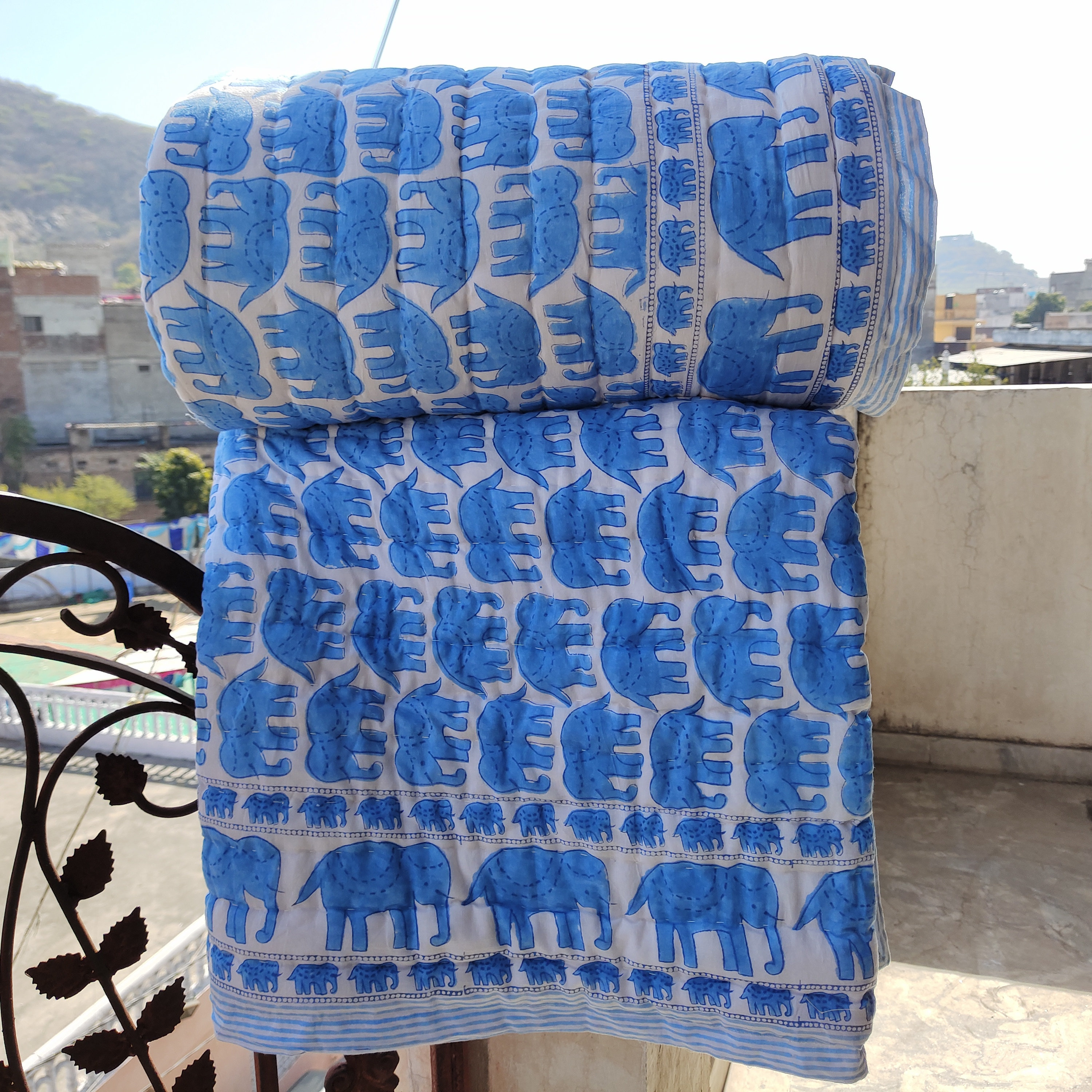 Elephant Print Hand Block Print for Queen Size Quilt Animal - Etsy