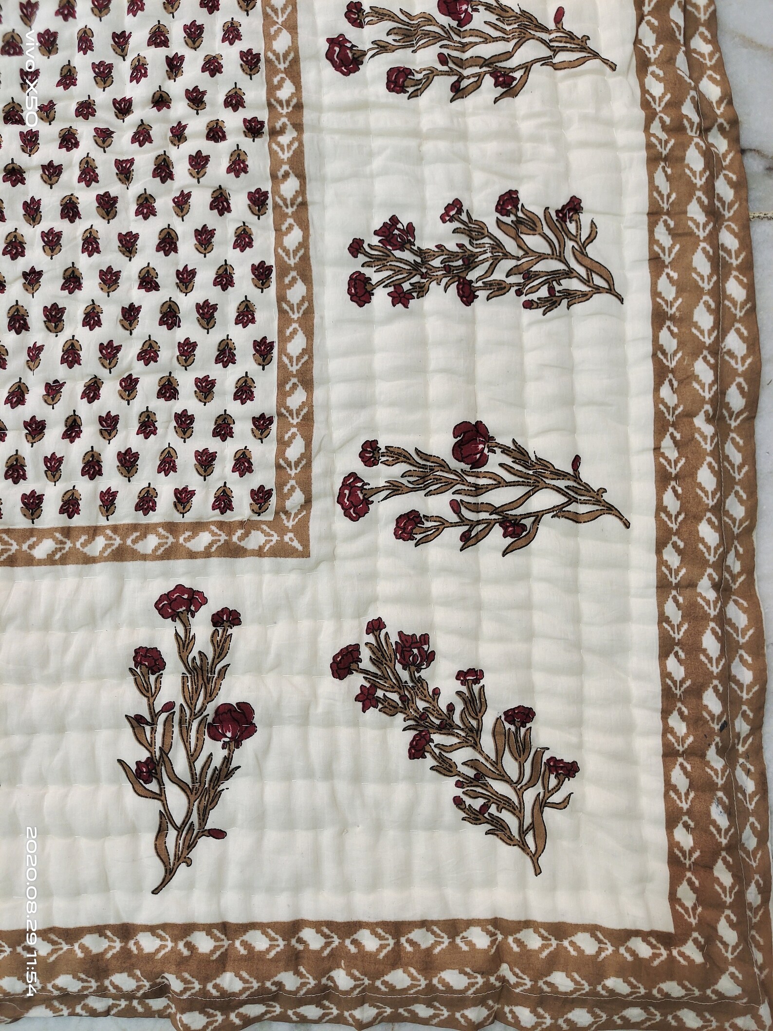 Hand Block Print Quilt Floral Dark Base Soft Quality Quilt - Etsy