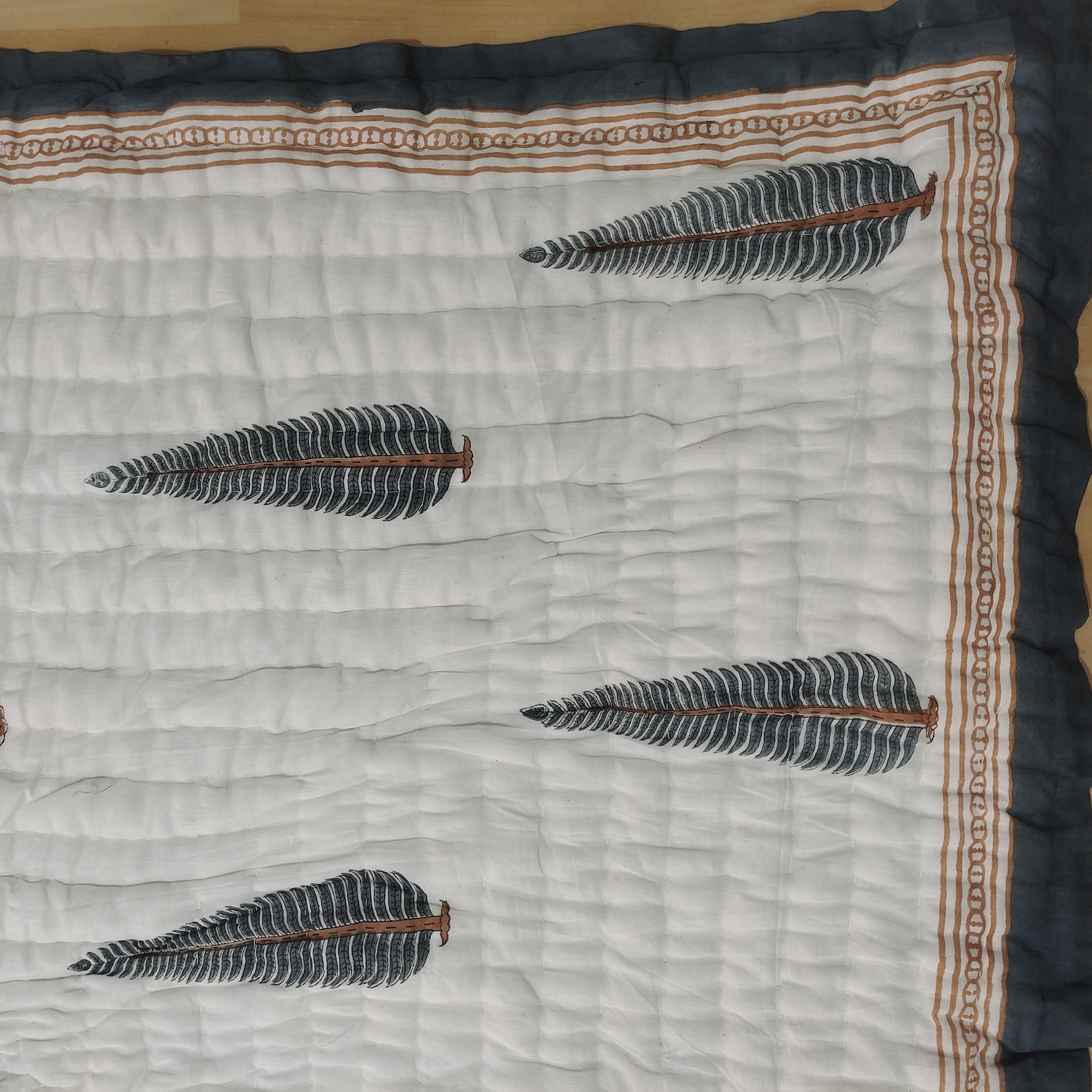 Grey Leaf Tree Design on Cotton Fabric and Handblock Print A - Etsy