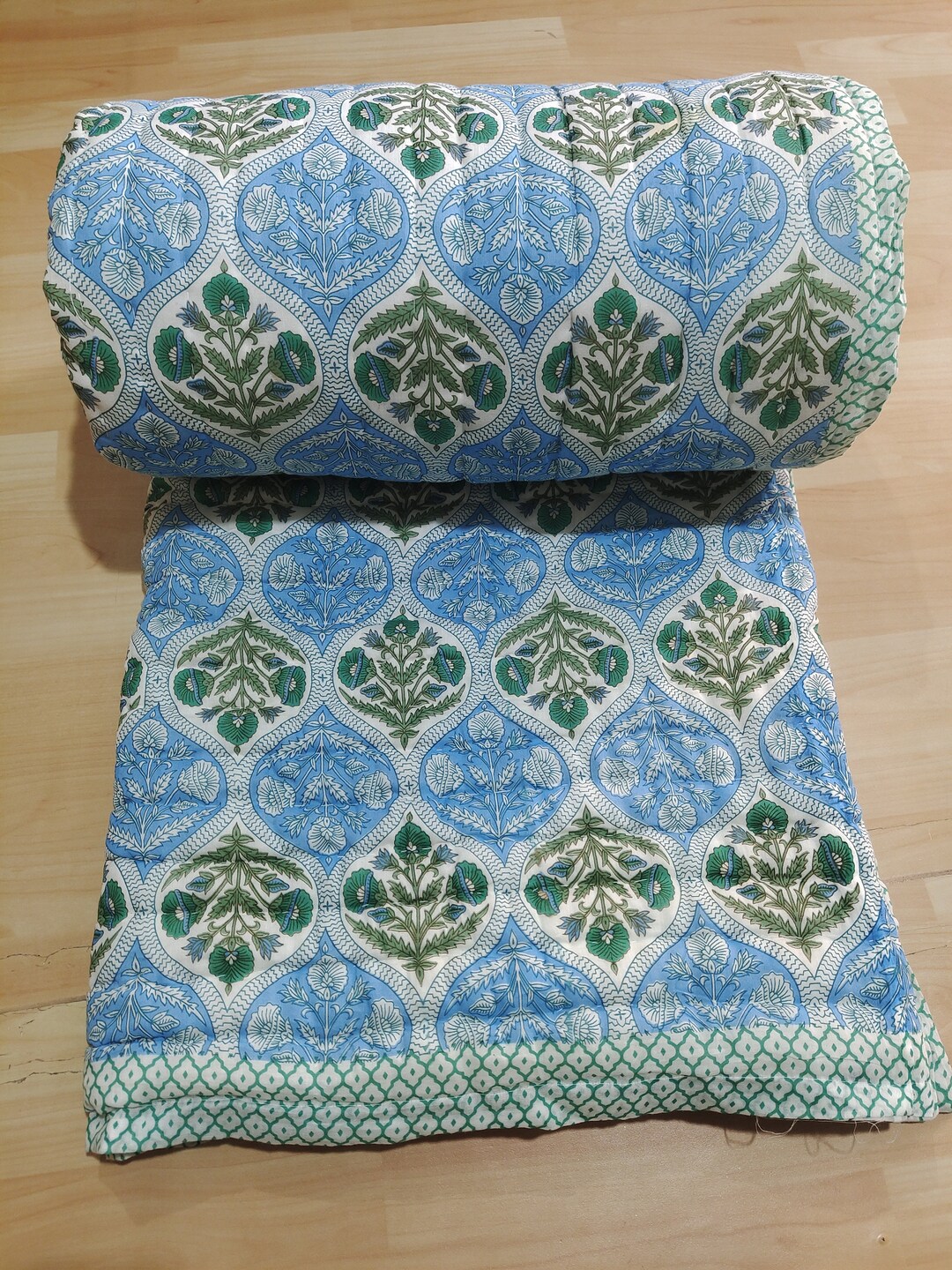 New Desgn Reversibl Hand Block Print Quilt New Floral Print - Etsy