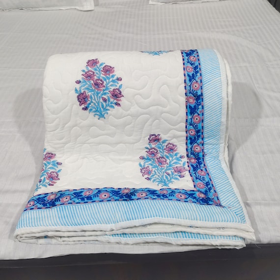 official website sale Indian Leaf Print Hand Block Print Quilt Modern ...