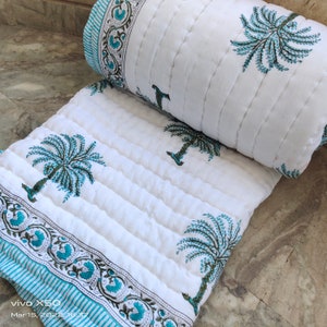 PALM Reversible Quilts/jaipuri Razai/soft Quilt/hand Block Print Quilt ...