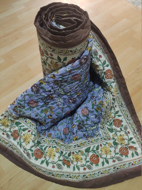 Hand Block Print Quilt Cotton Filling Throw Designer Quilt - Etsy