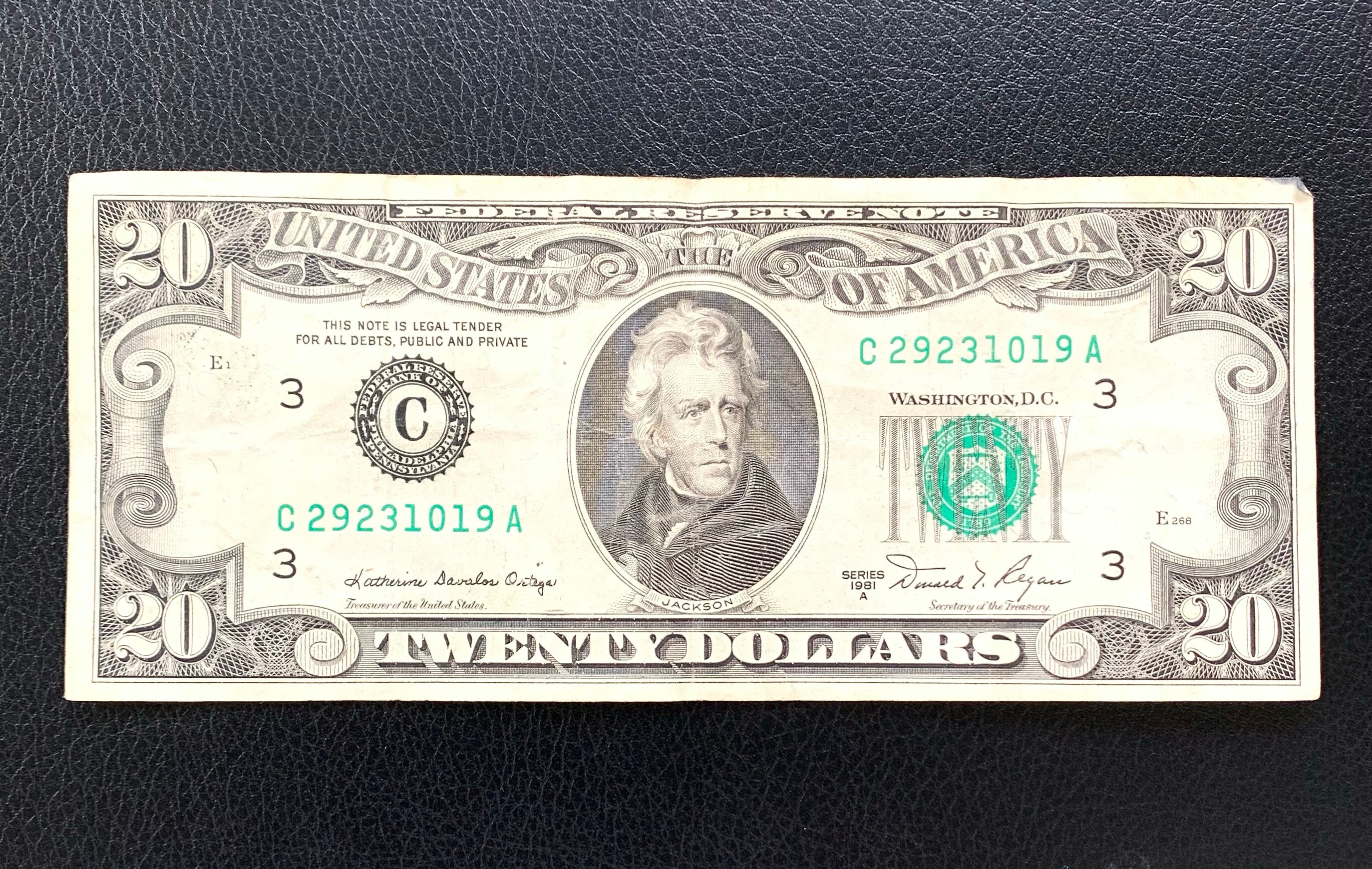 1981 A 20 Twenty Dollar Bill Federal Reserve Note Philadelphia Currency C 29231019 A - Etsy