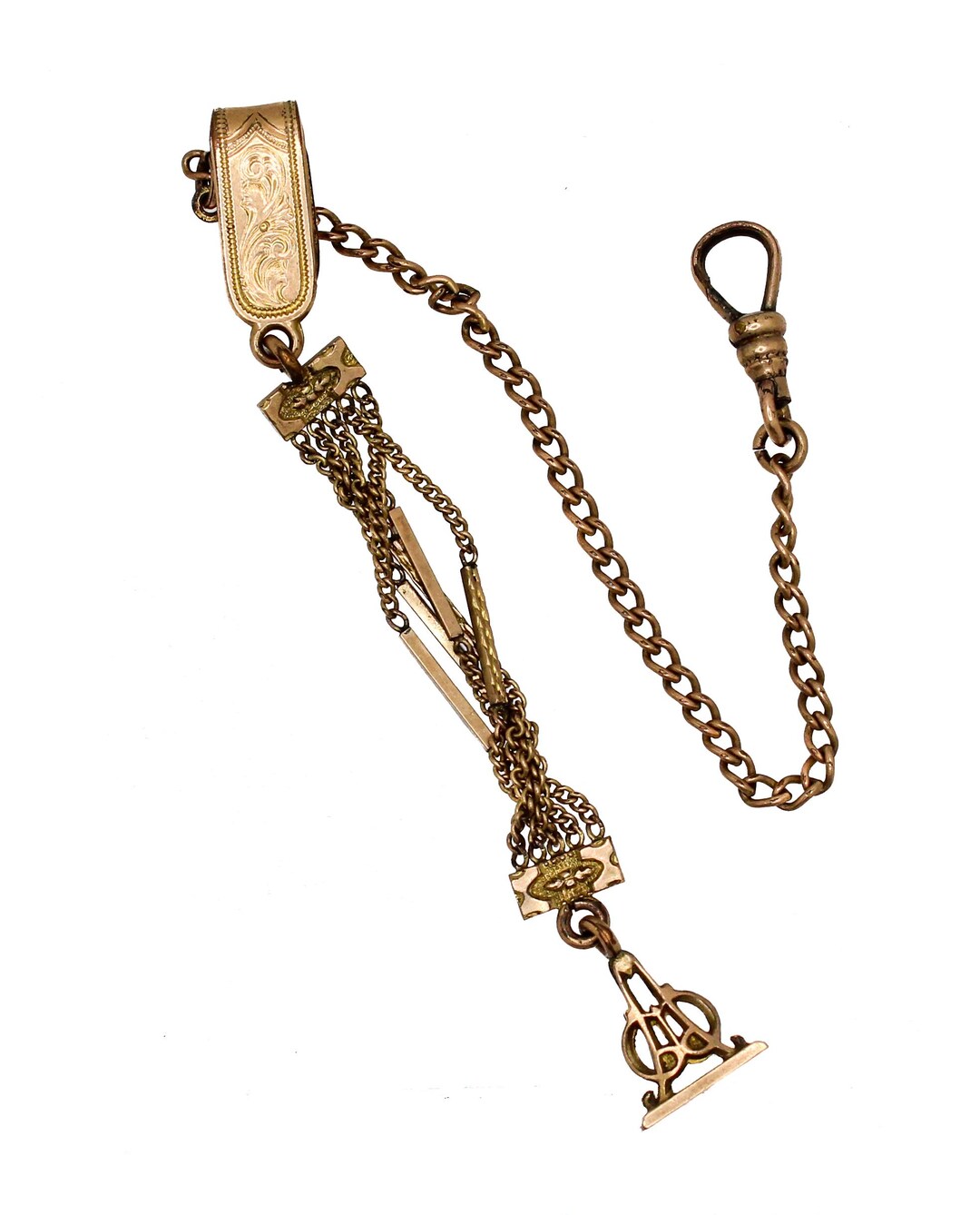 Antique D. F. B. Co. GF Multi-chain Fob Vest Pocket Watch Chain Stamp ...