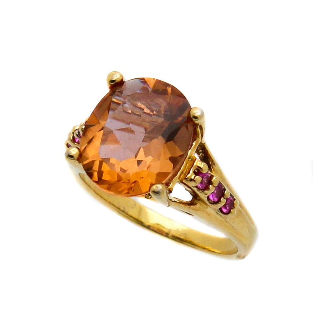 UTC Sterling Silver 925 Gold Plated Quartz Rubies Ring - Etsy
