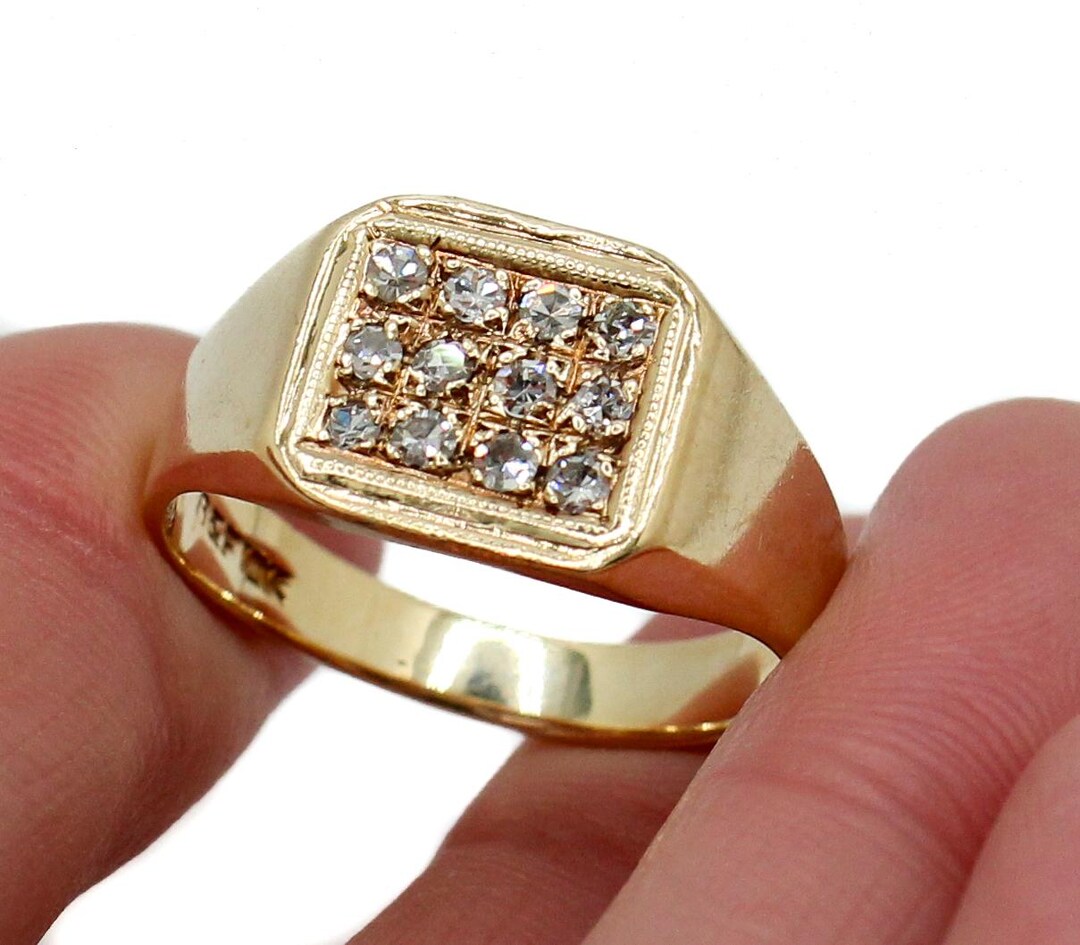B&F BADEN and FOSS Vintage Mid Century 10k Gold Diamond Men's Ring - Etsy