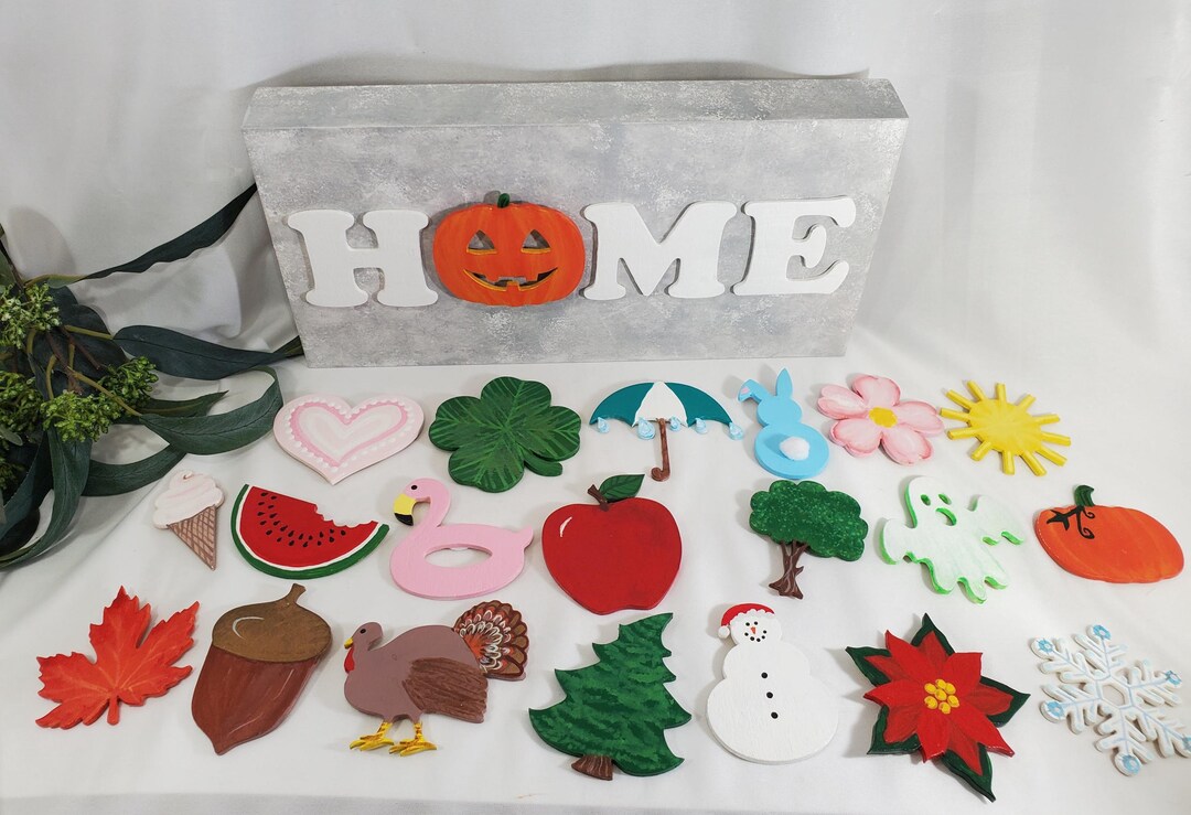 Seasonal HOME Sign With 21 Interchangeable O Charms Hangs on Wall or ...