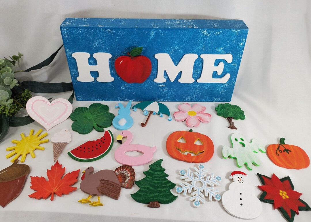 Seasonal HOME Sign With 21 Interchangeable O Charms Hangs on Wall or ...